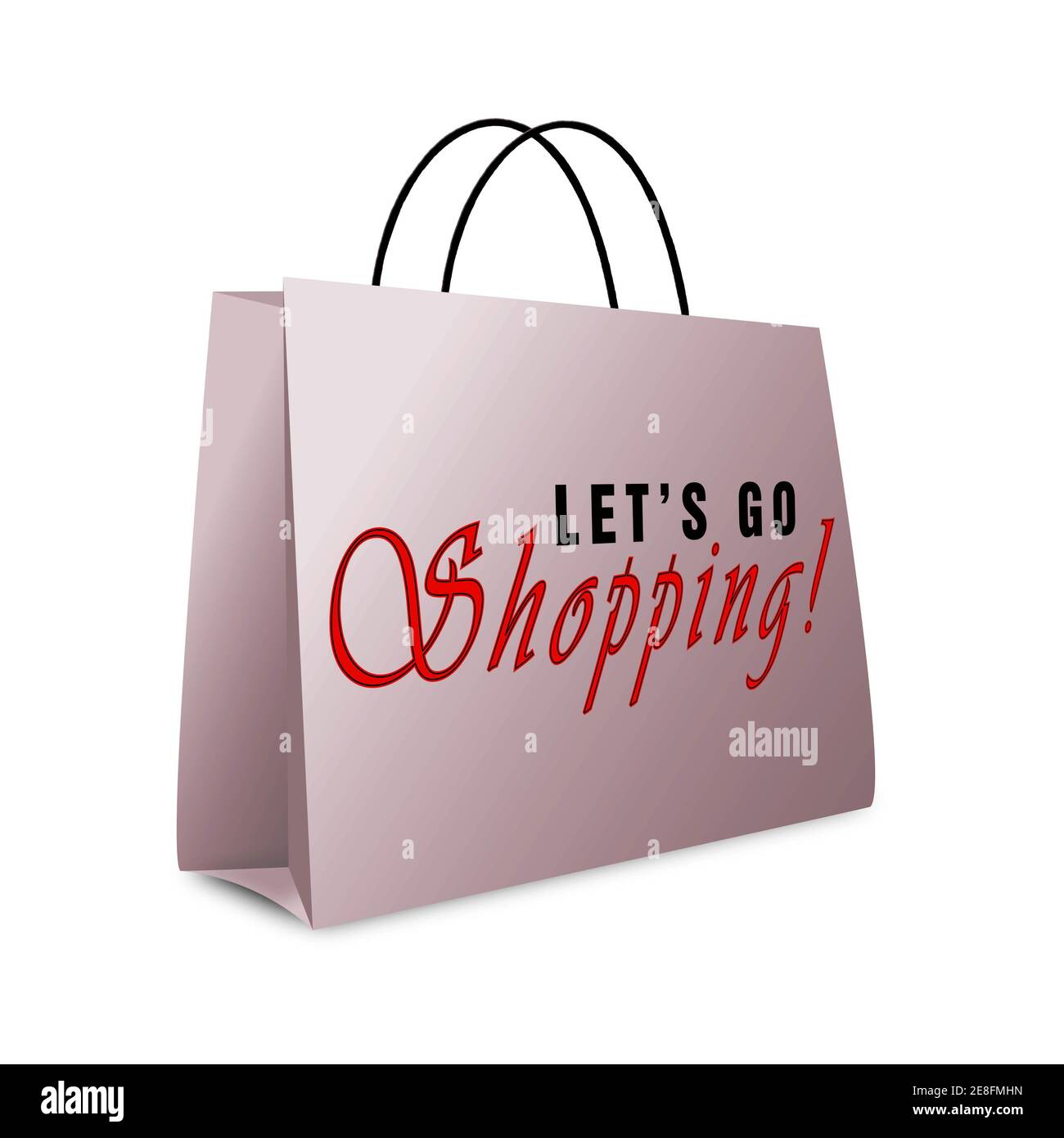 LET'S GO Shopping! - lettering on shopping bag isolated on white ...
