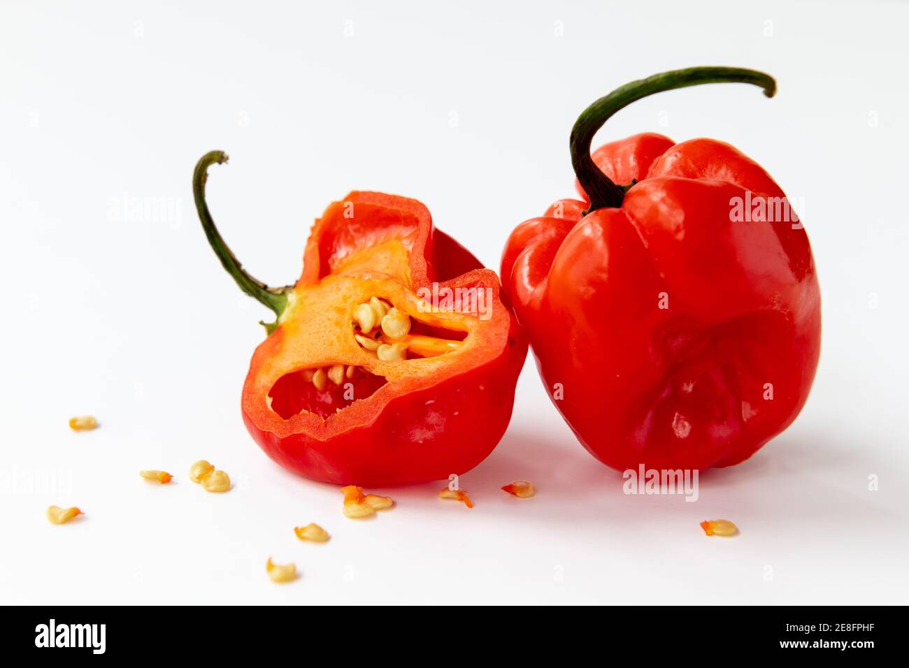 Red habanero chilli pepper isolated with a white background Stock Photo ...