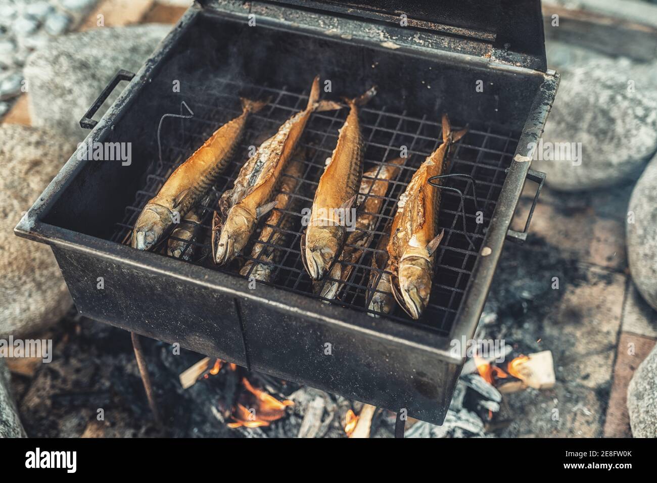 Roasted fish, on a picnic Stock Photo - Alamy