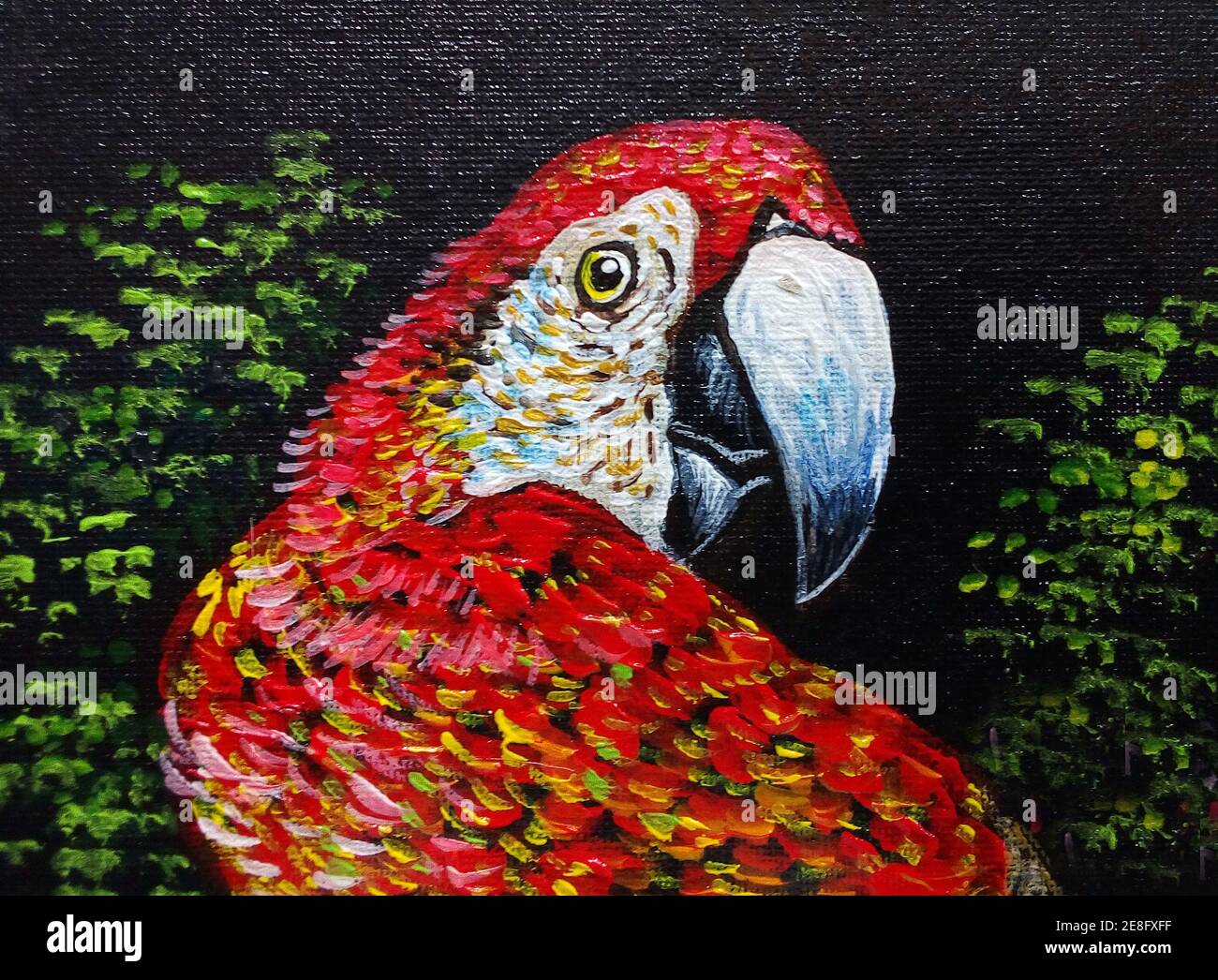 Art ,painting, Fine art ,Oil color ,Birds ,Macaw Parrot, from Thailand ...