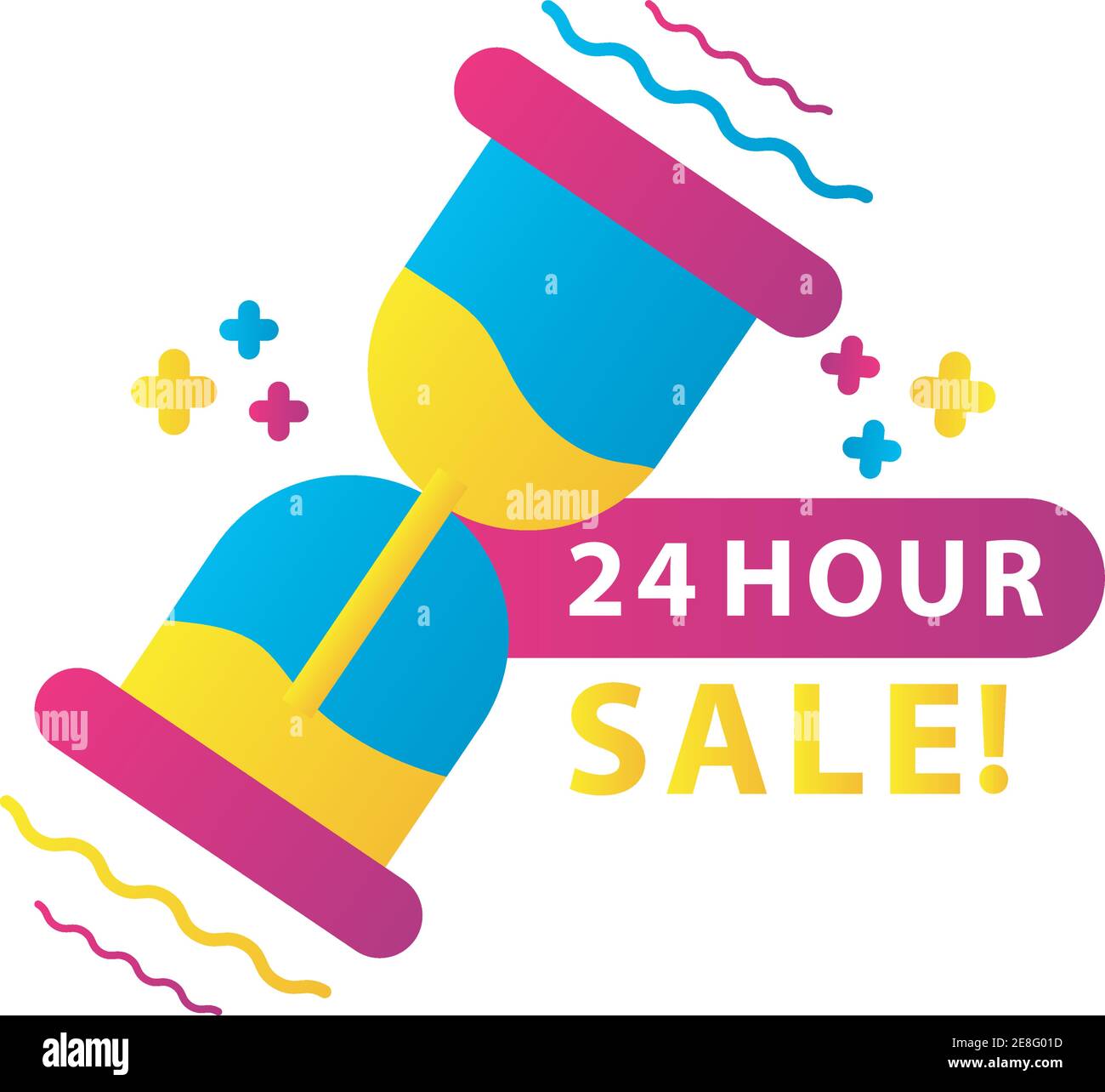 24 hours sale countdown lettering with hourglass vector illustration ...