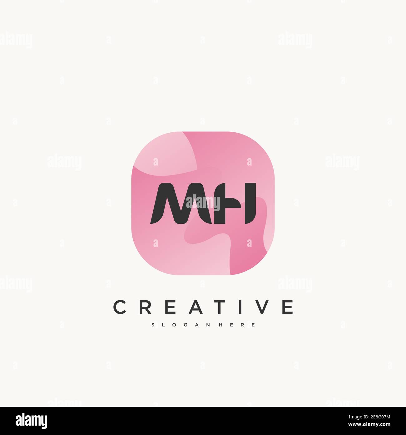 MH Initial Letter logo icon design template elements with wave colorful ...
