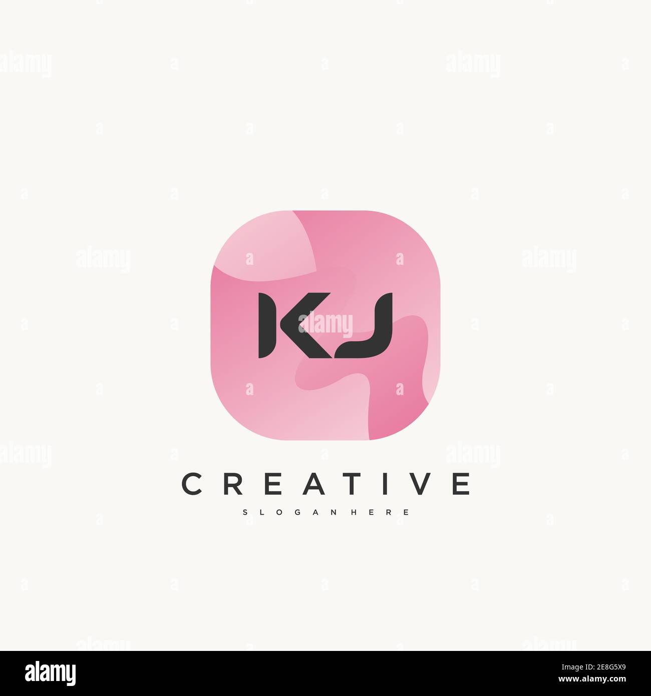 KJ Initial Letter logo icon design template elements with wave colorful ...