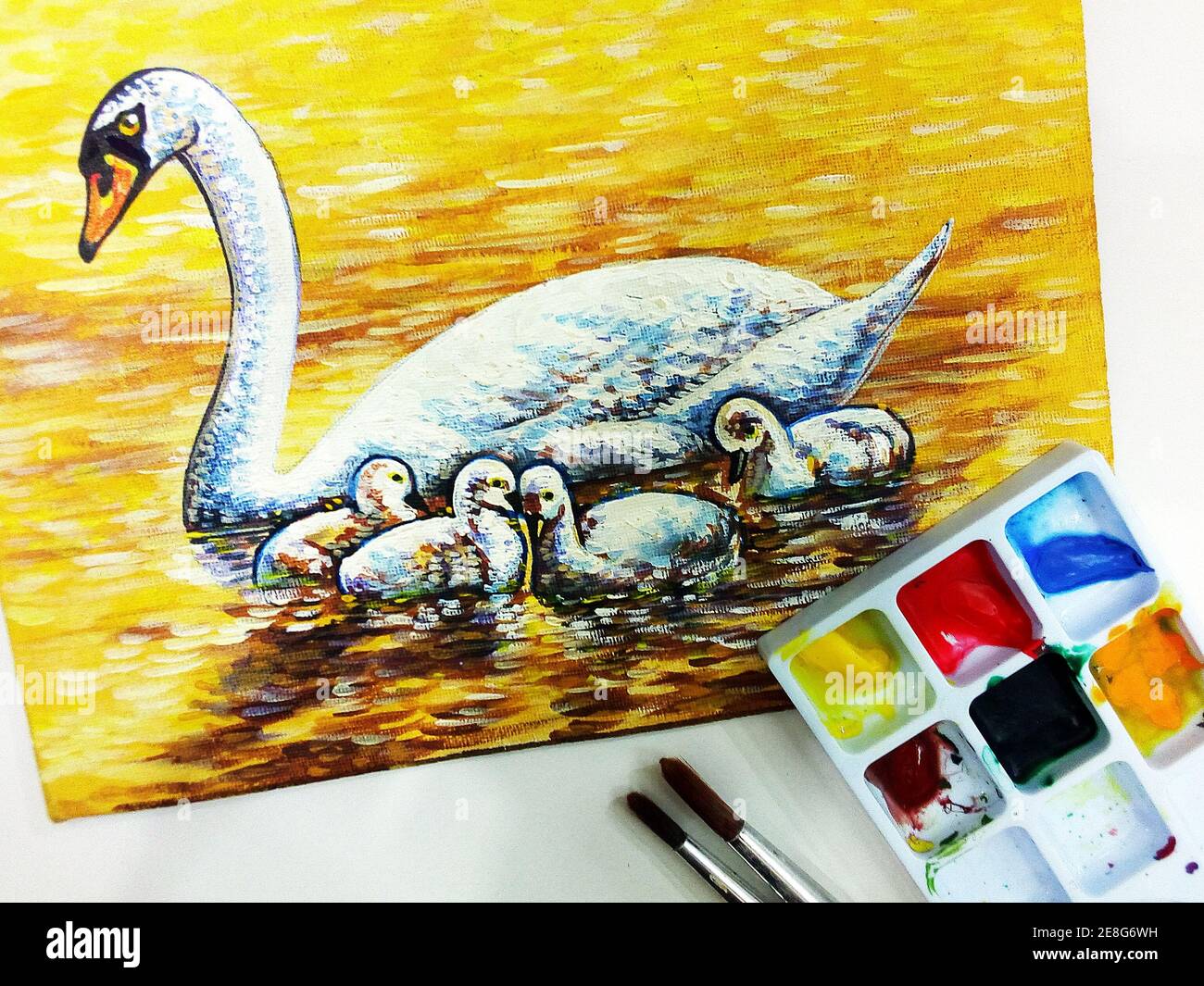 Swan oil painting hi-res stock photography and images - Alamy
