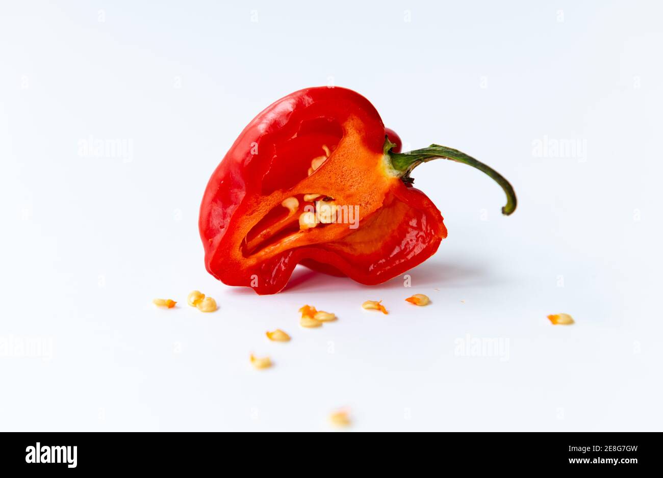 Red habanero chilli pepper isolated with a white background Stock Photo ...