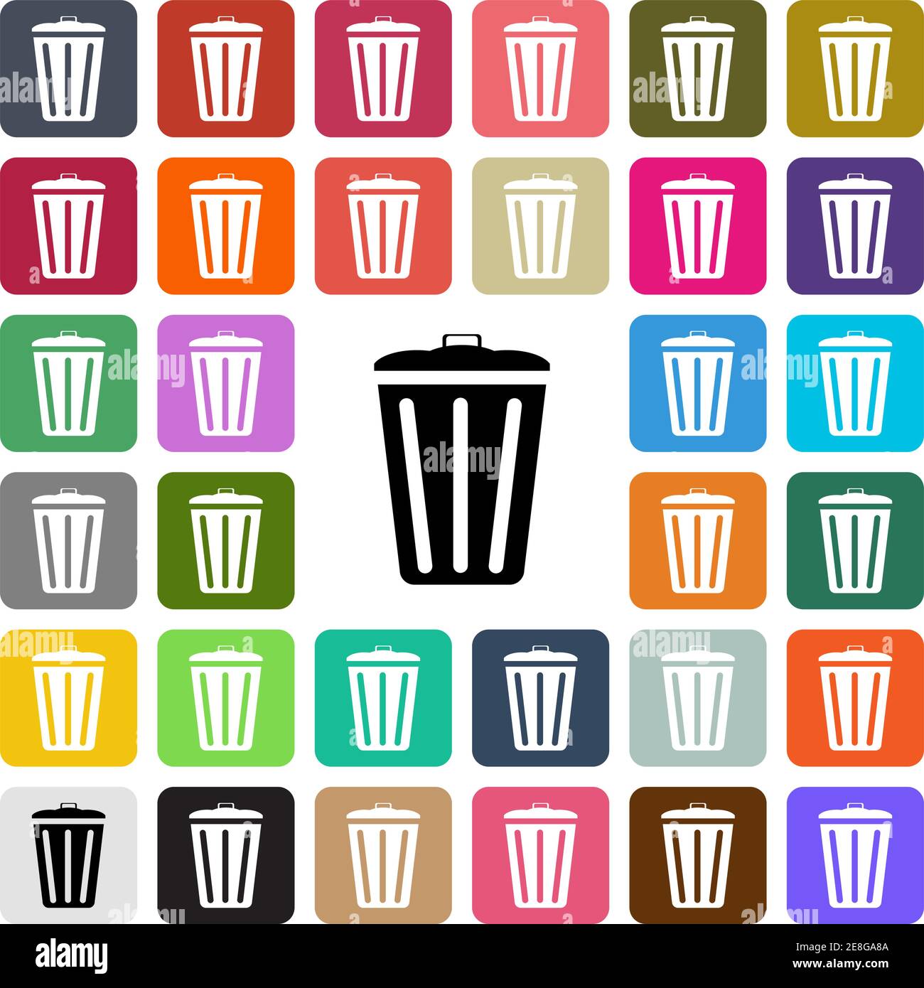Vector modern Trash Bin flat design icon set in button Stock Vector ...