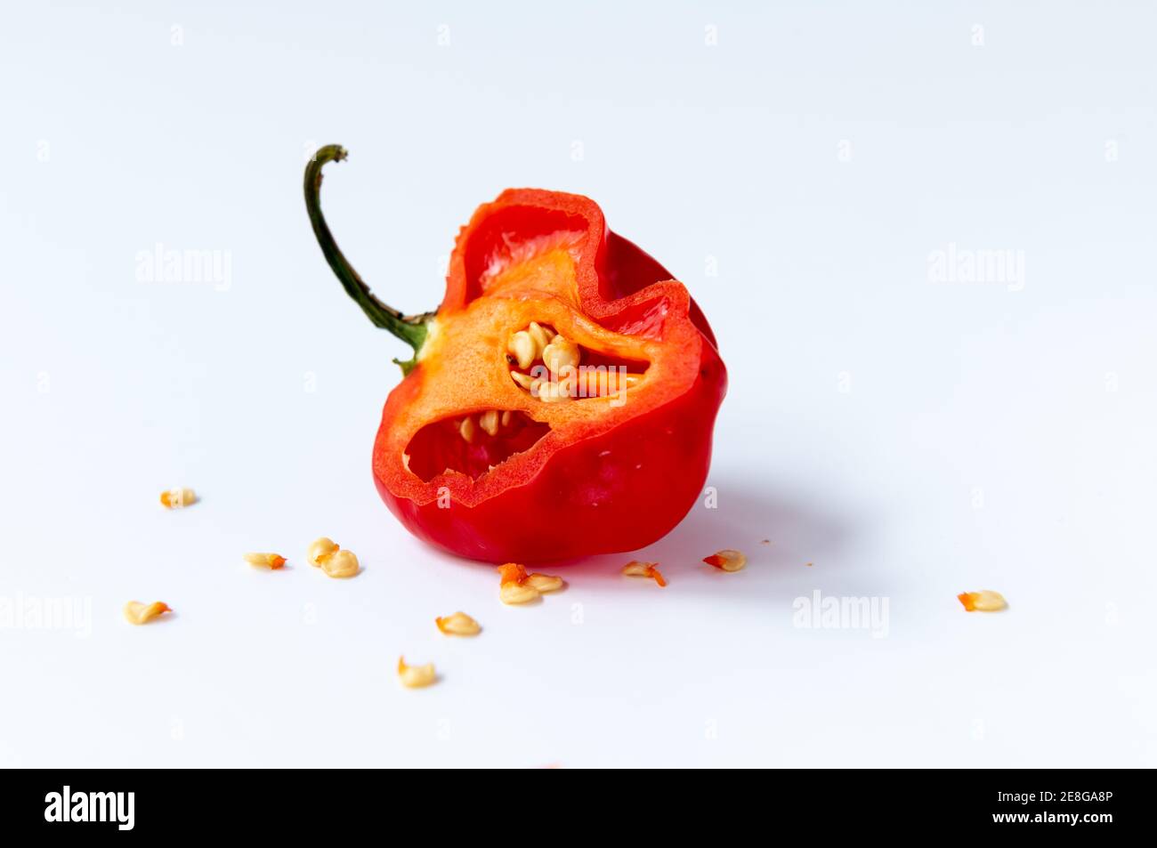 Red habanero chilli pepper isolated with a white background Stock Photo ...