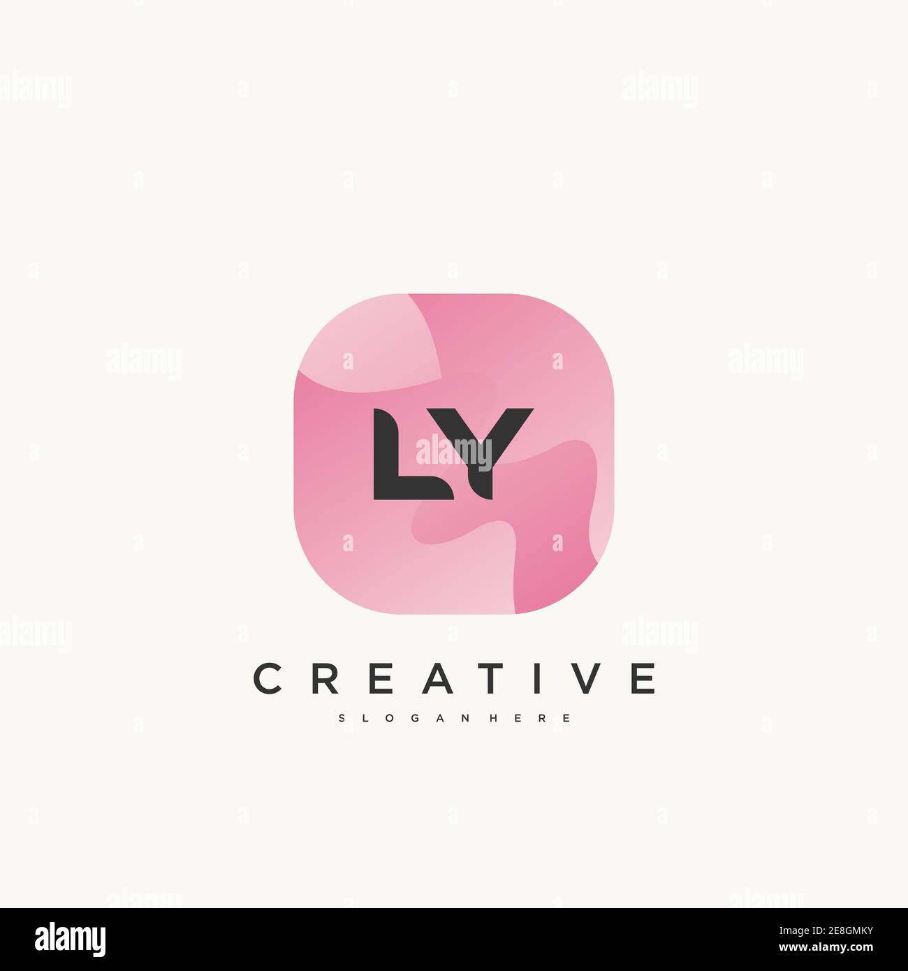 LY Initial Letter logo icon design template elements with wave colorful ...