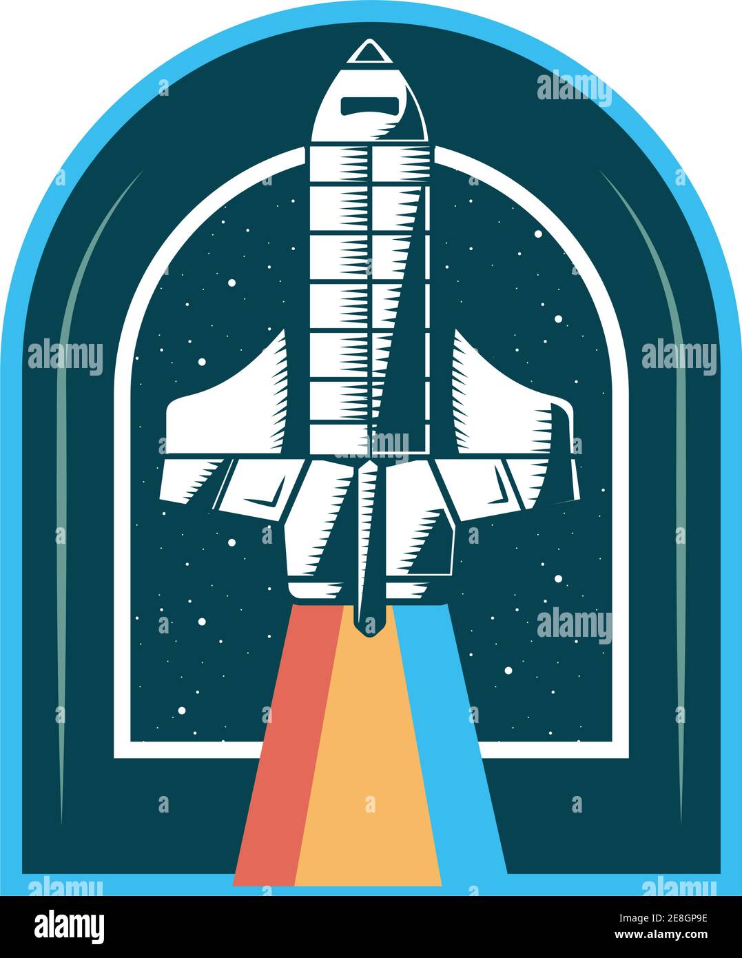 spaceship rocket drawn with rainbow startup in frame vector ...