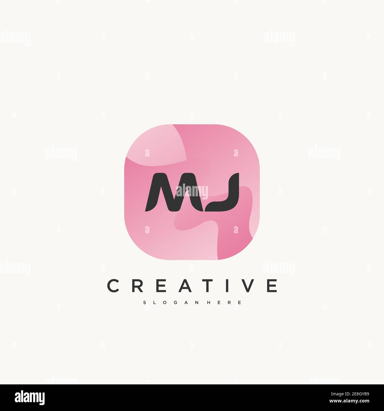 MJ Initial Letter logo icon design template elements with wave colorful ...