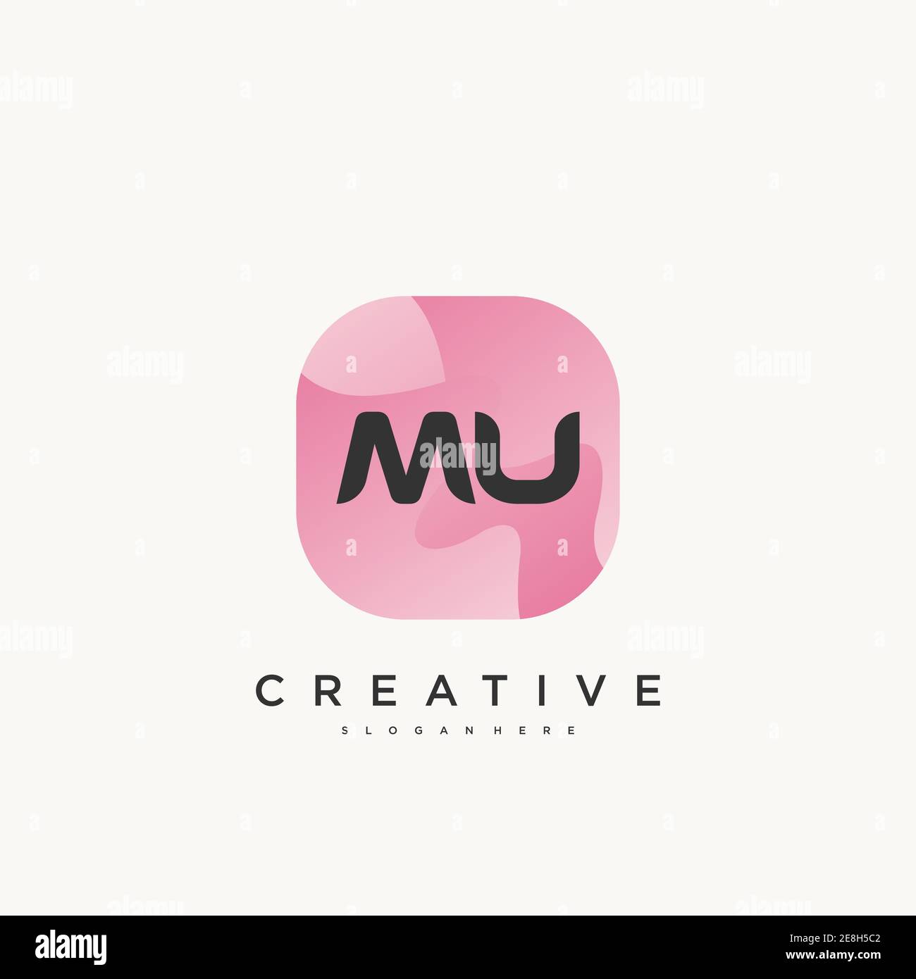 MU Initial Letter logo icon design template elements with wave colorful ...