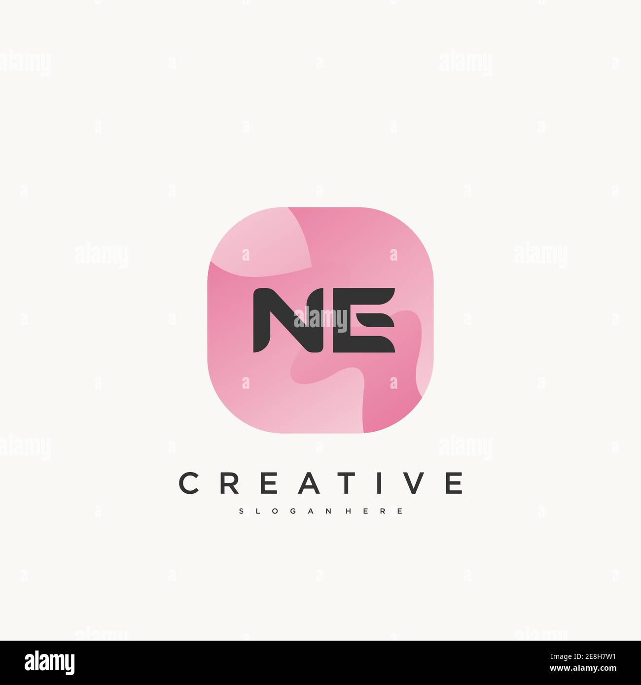 NE Initial Letter logo icon design template elements with wave colorful ...