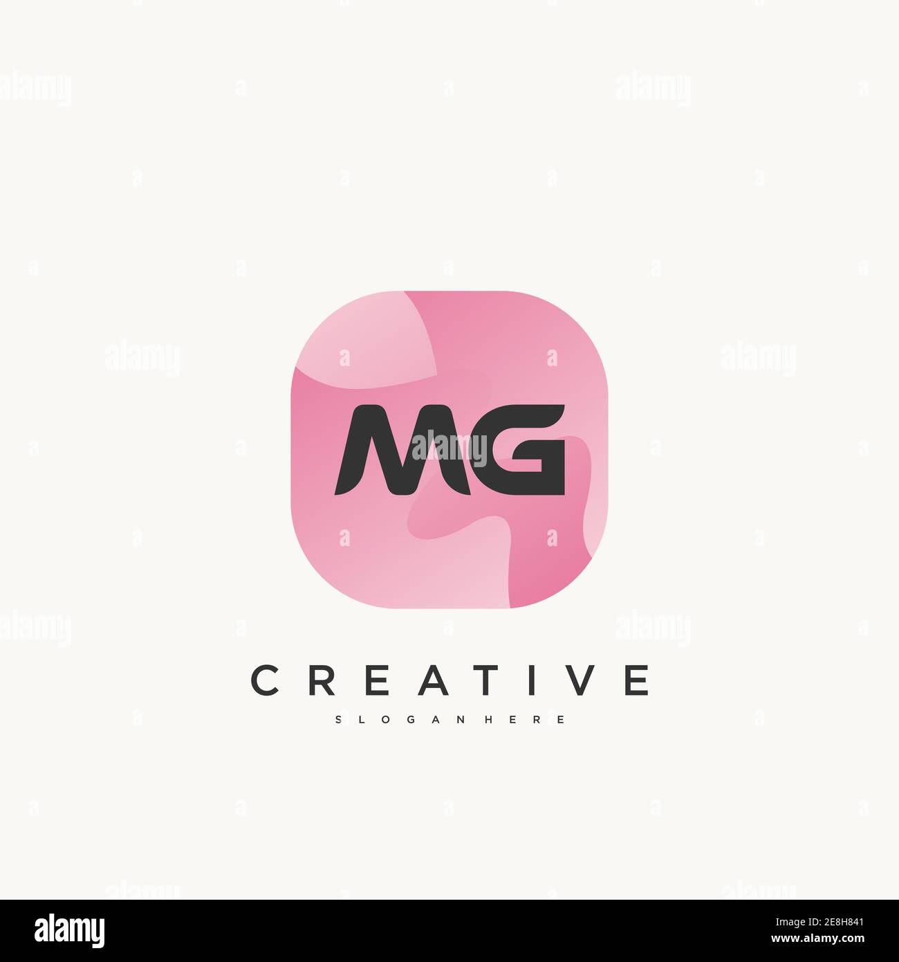 MG Initial Letter logo icon design template elements with wave colorful ...