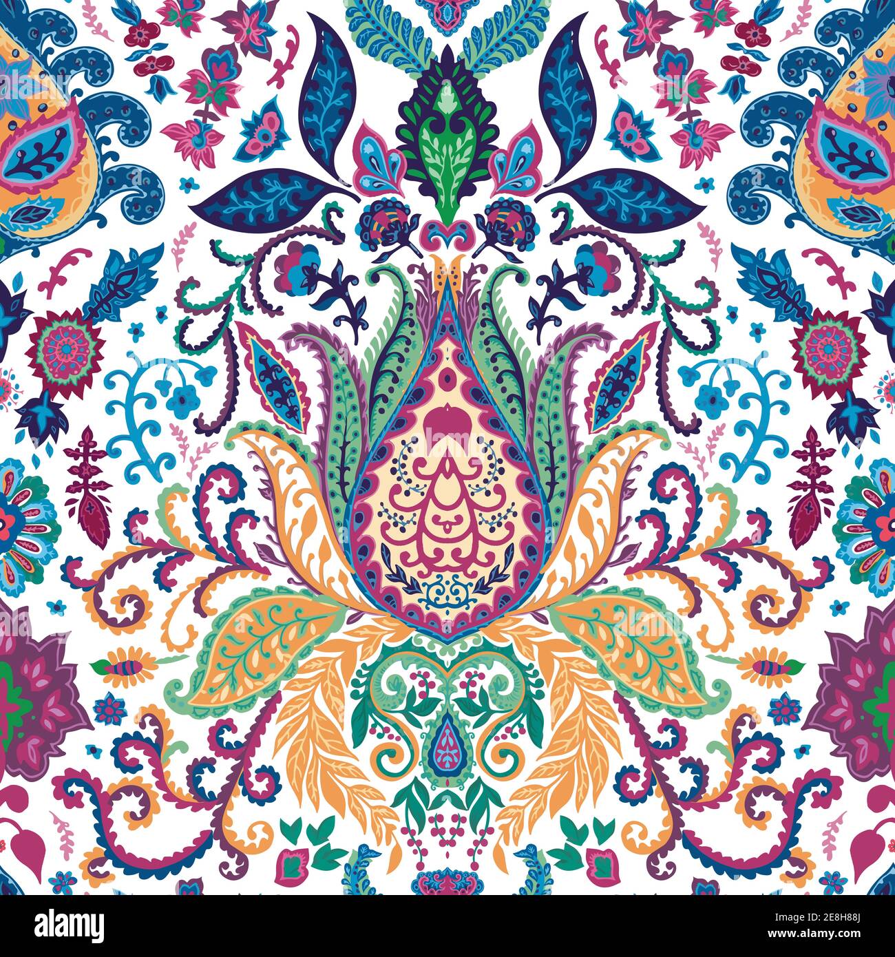 Psychedelic floral pattern with lotus and flowers Stock Vector Image ...