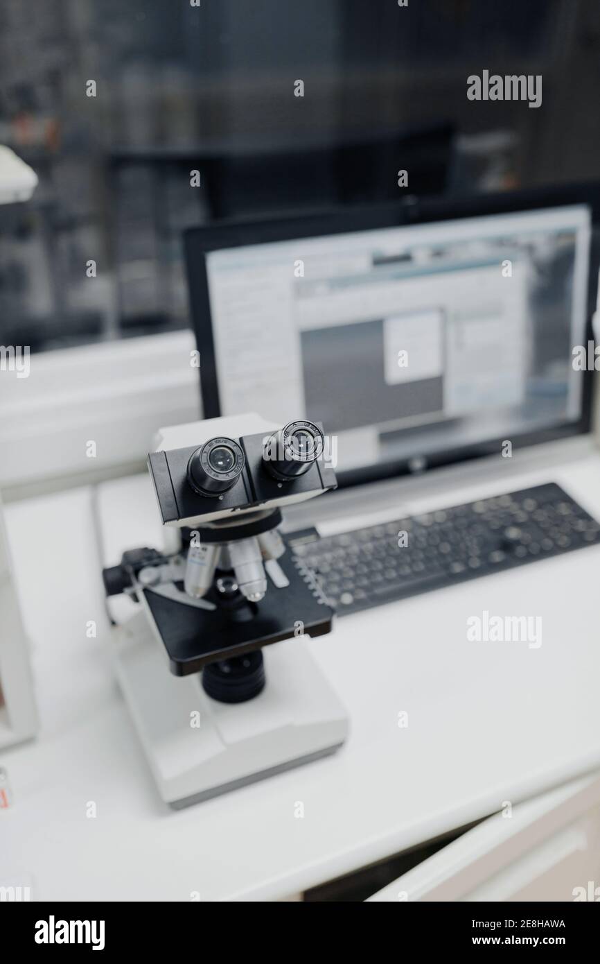 Computer keyboard microscope in laboratory hi-res stock photography and ...