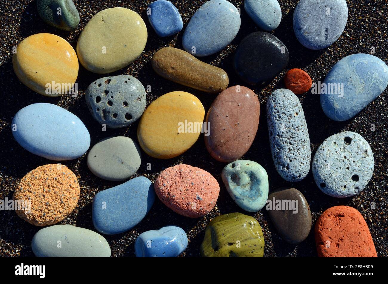 Composition of beautiful beach stones rounded by waves Stock Photo - Alamy