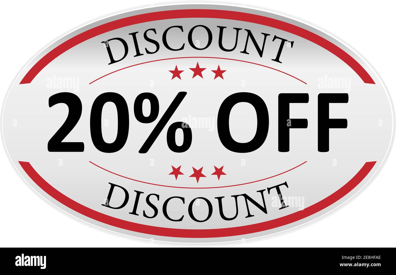 Discount 20 percent off vector badge, red on paper Stock Vector Image ...