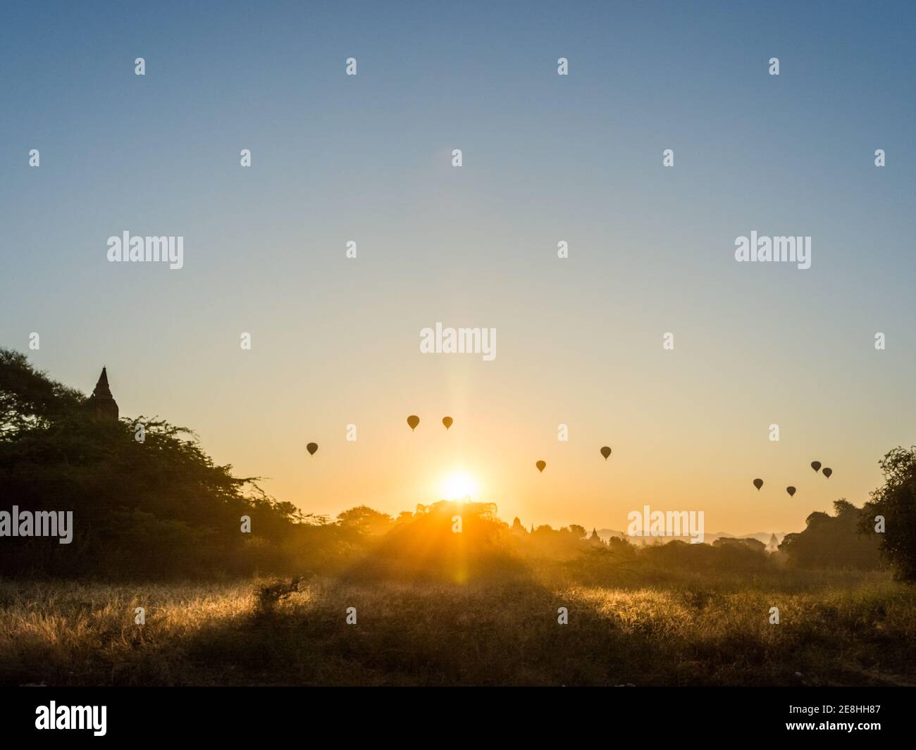 Bagan, Myanmar - Hot-air balloons for sightseeing thousands of pagodas ...