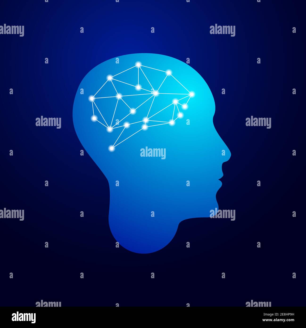 Artificial intelligence in head with neural network thinks. AI with ...