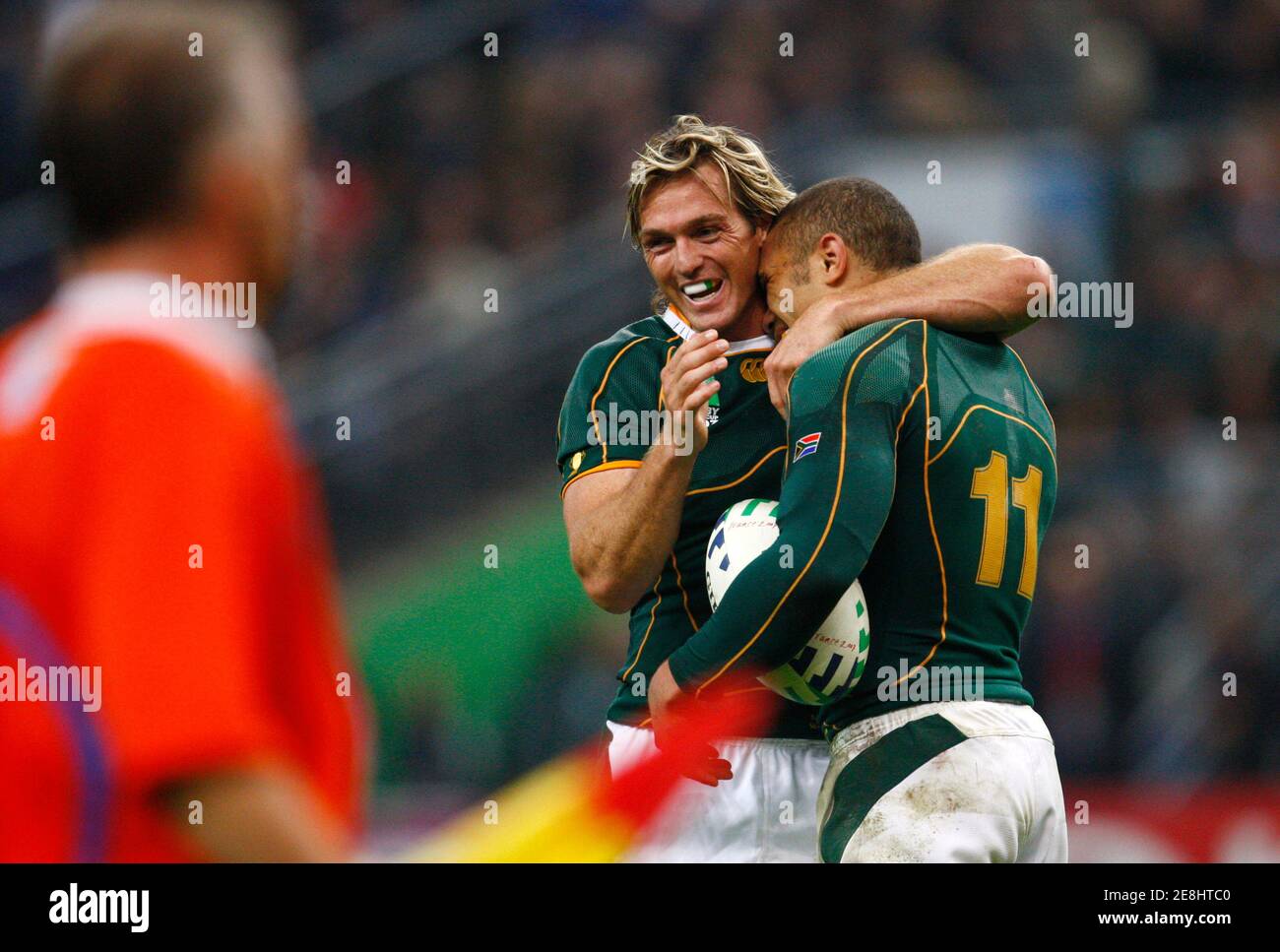 South africas percy montgomery celebrates hi-res stock photography and ...