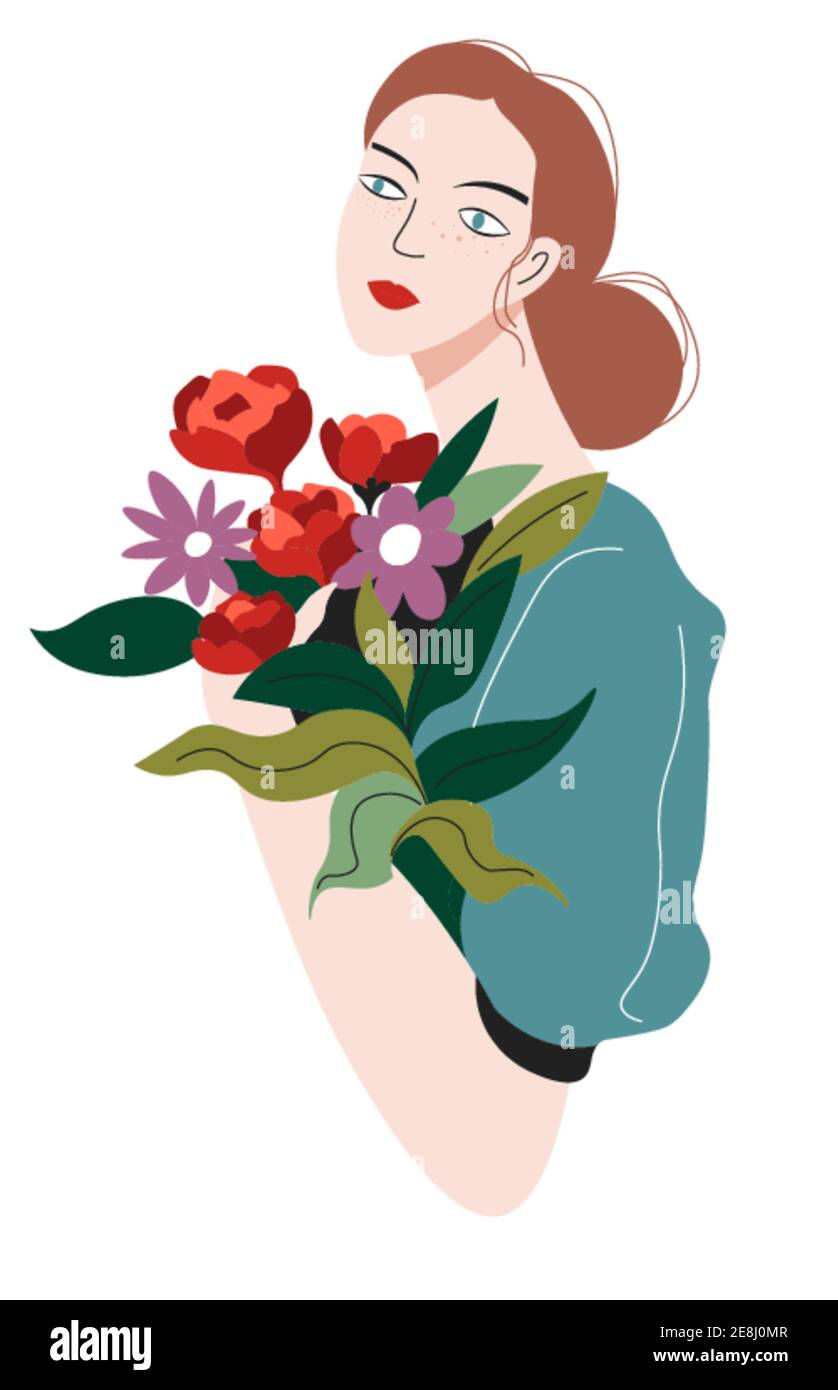 Thoughtful female character Stock Vector Images - Alamy