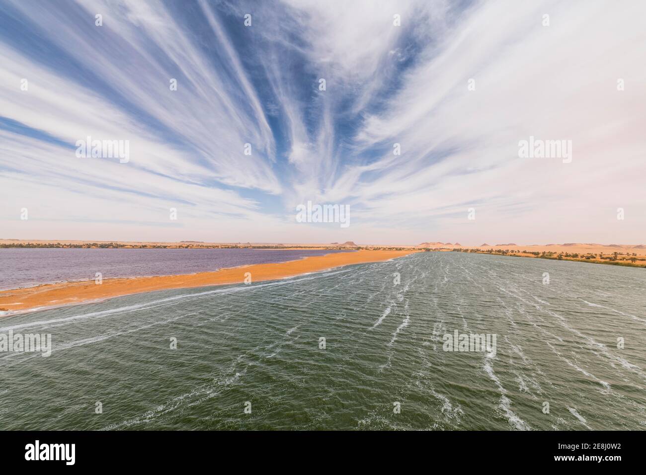 Two coloured lake as part of the the Unesco sight Ounianga lakes ...