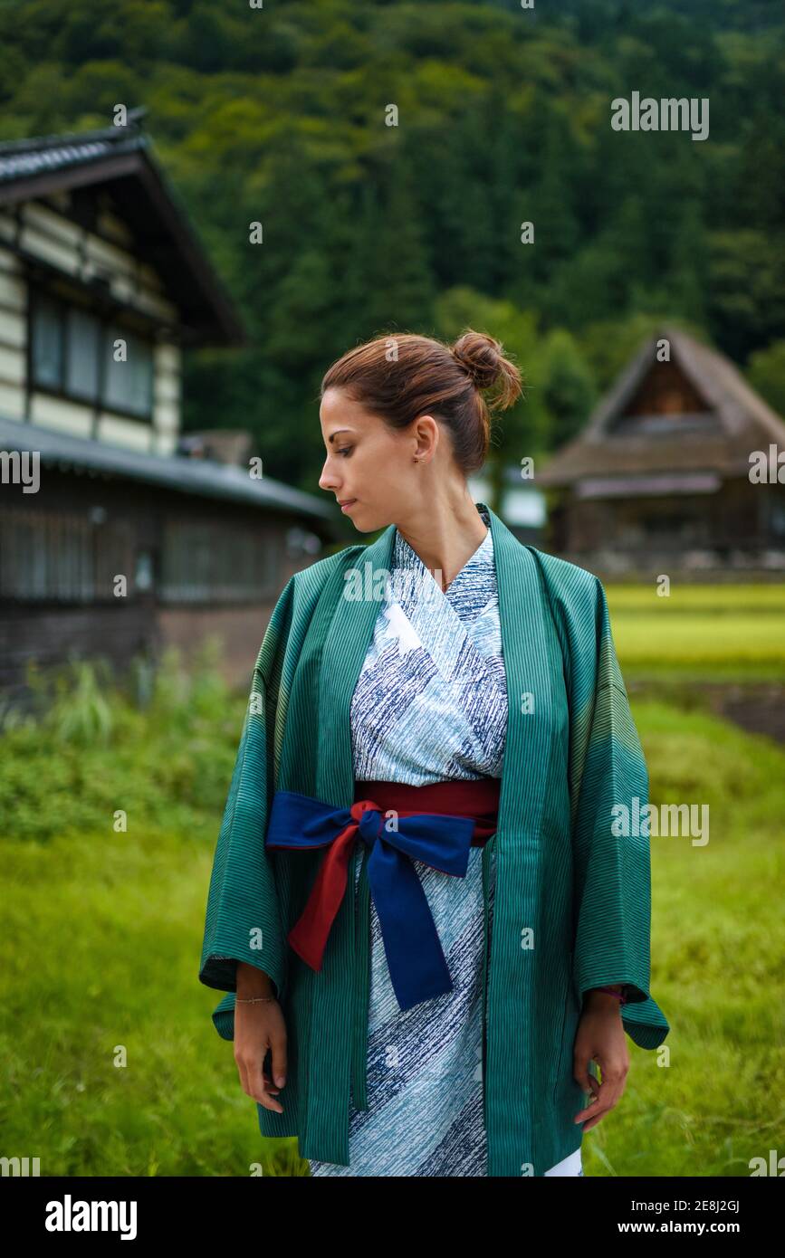 Side view portrait of contemplative young attractive caucasian Woman ...