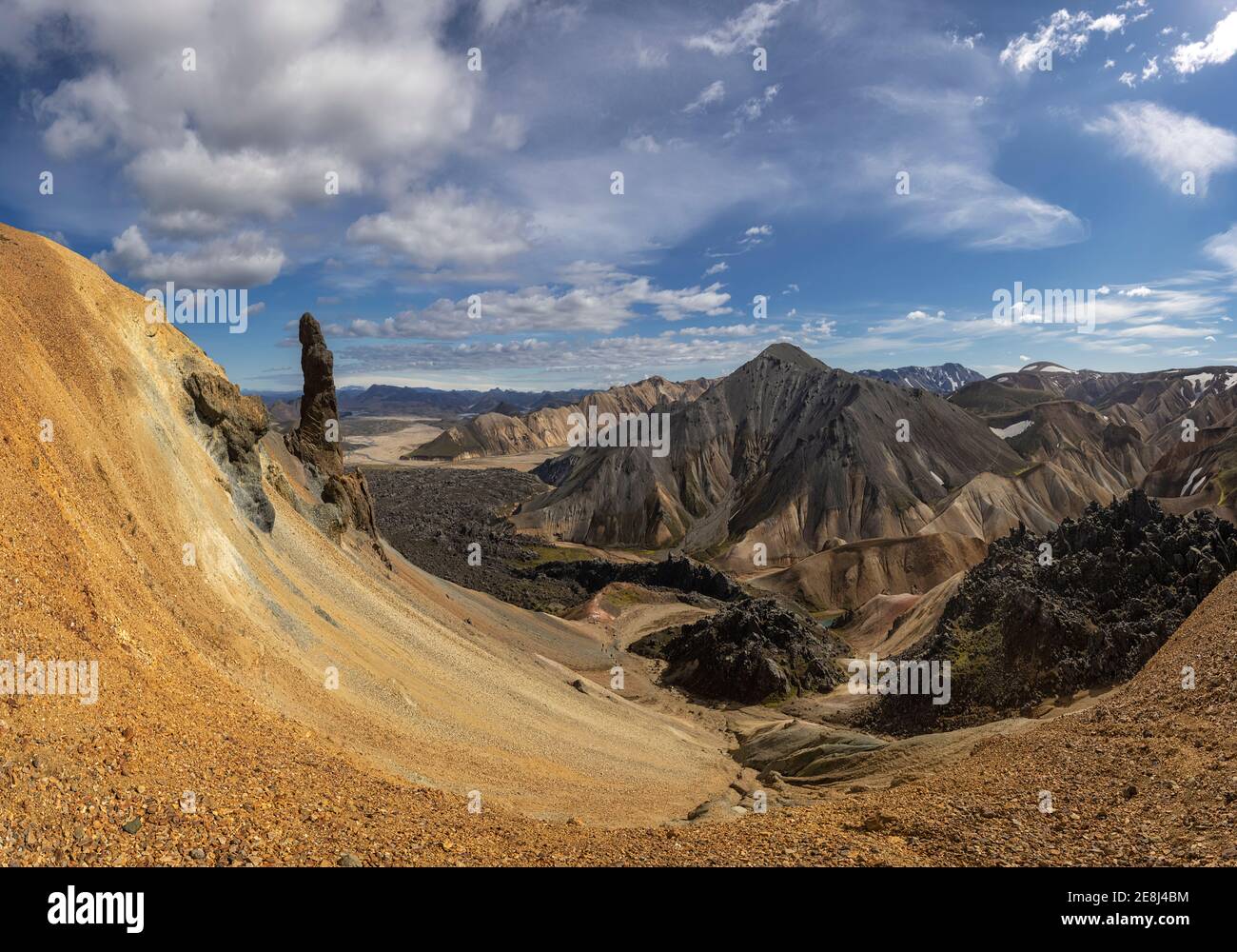 Spectacular landscape of endless rough rocky terrain with dry slopes ...