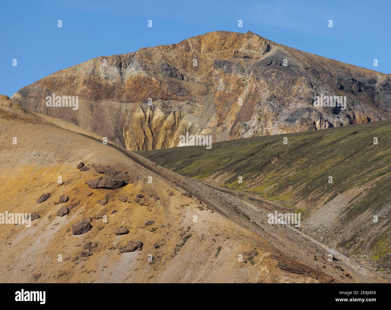 Spectacular landscape of endless rough rocky terrain with dry slopes ...