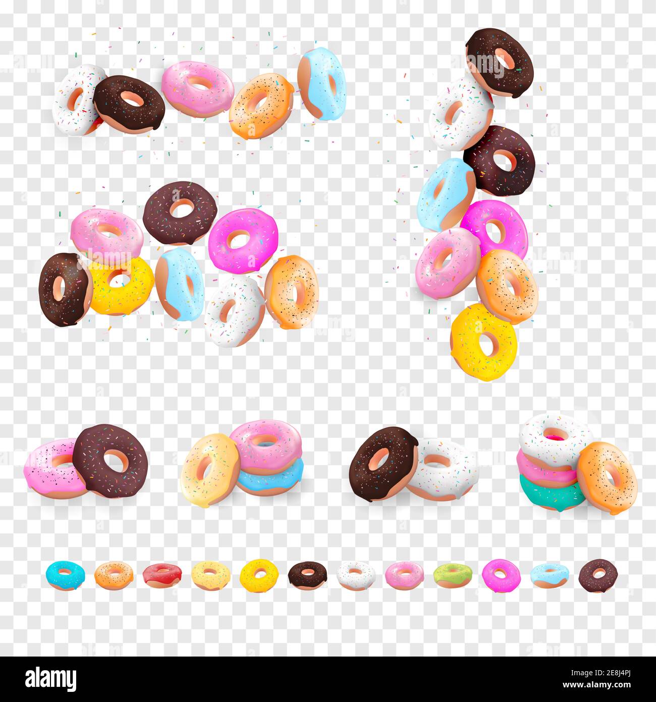 Big Collection Set of Realistic 3d sweet tasty donuts with different ...