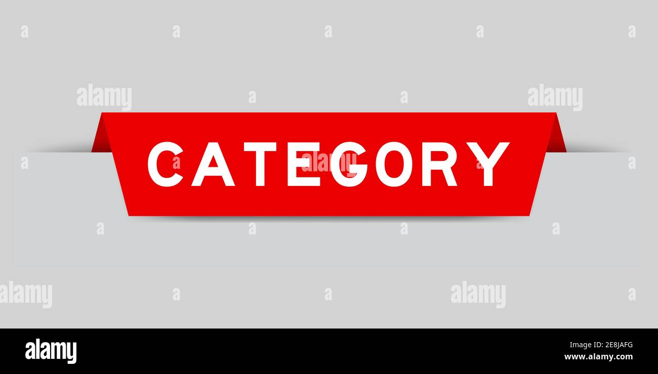Red color inserted label with word category on gray background Stock ...