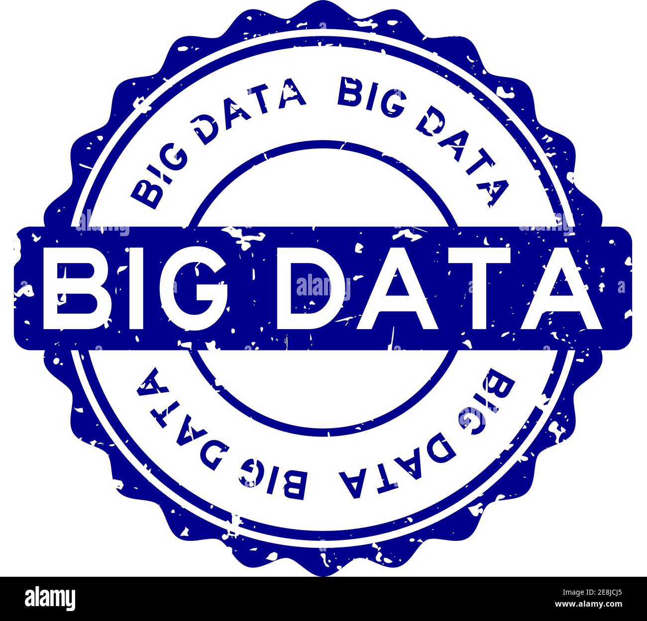 Grunge blue big data word round rubber seal stamp on white background ...