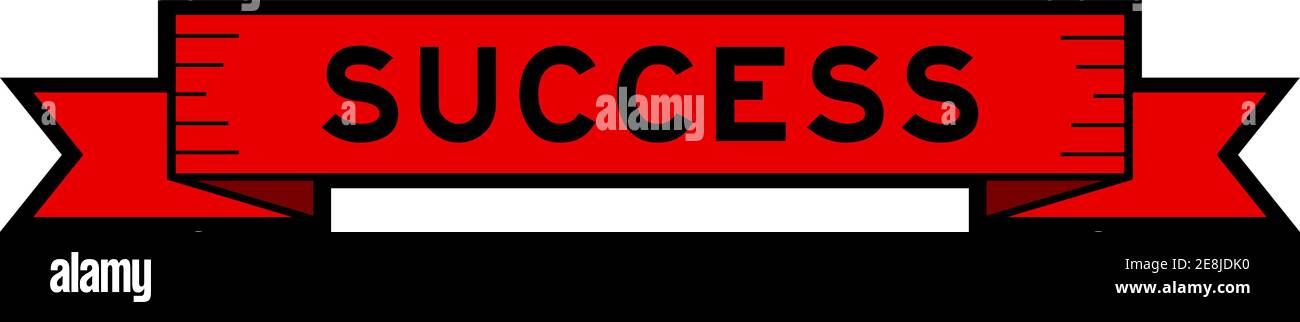 Vintage red color label banner with word success on white background ...
