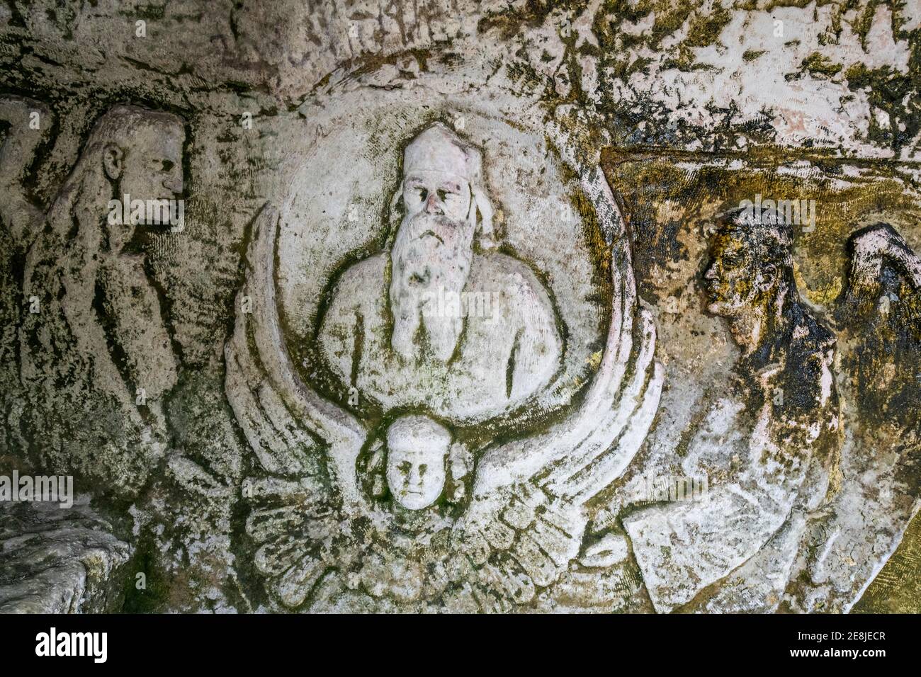 Wall carving in the Rock Monastery St. Dimitar Basarbovski dating from ...