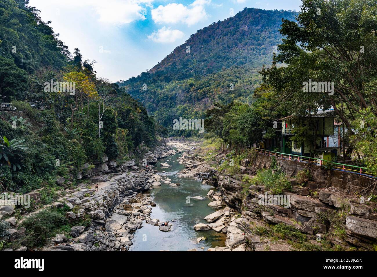 River gorge in the valley of the Reiek mountains, Mizoram, India Stock ...