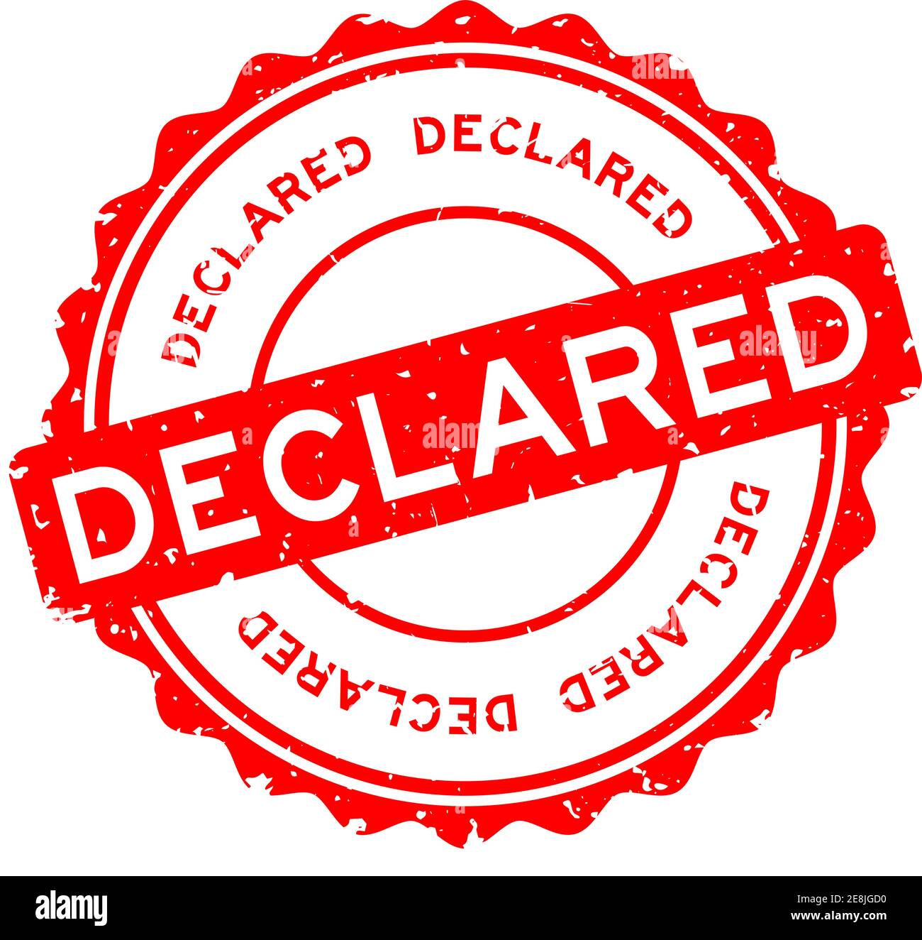 Grunge red declared word round rubber seal stamp on white background ...