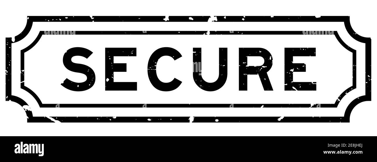 Grunge black secure word square rubber seal stamp on white background ...