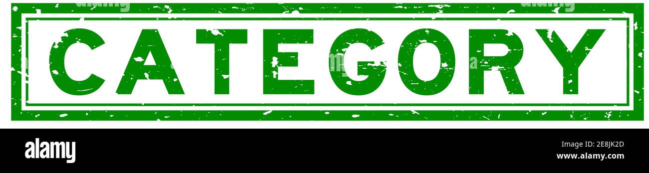 Grunge green category word square rubber seal stamp on white background ...
