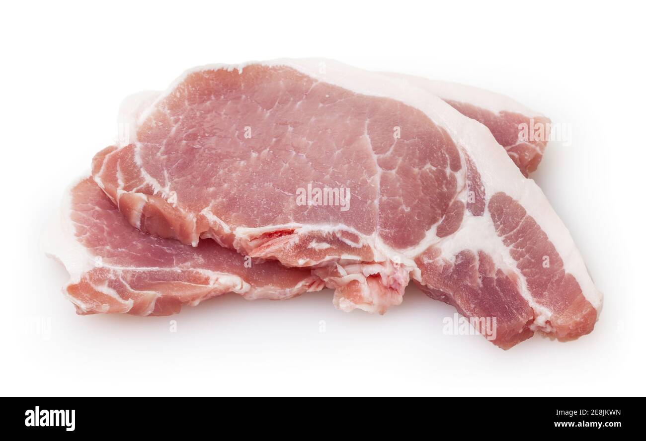 Raw pork meat isolated on white background with clipping path Stock ...