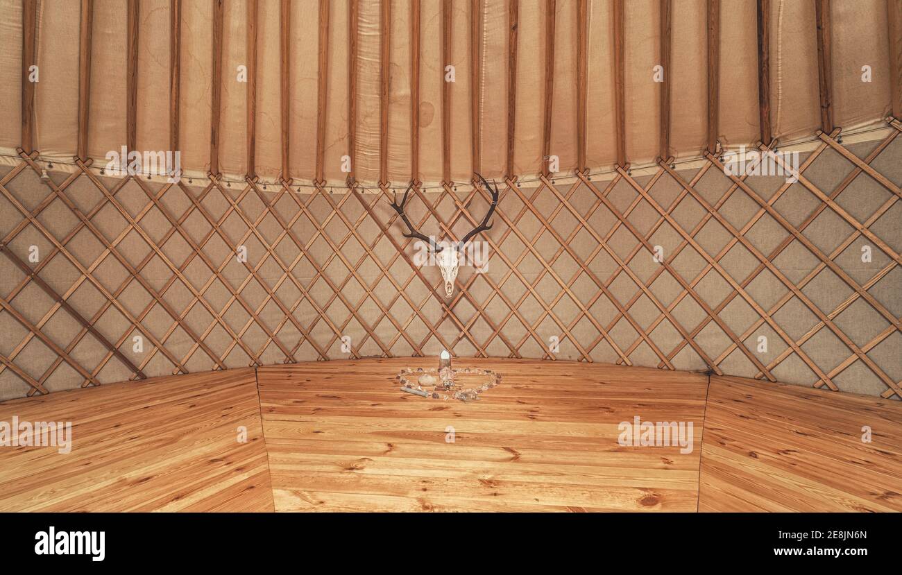 ceremonial yurt made of deer skulls and crystals Stock Photo - Alamy