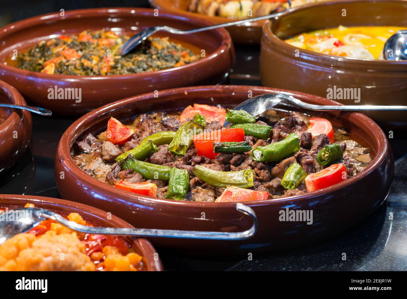 Traditional Turkish food in clay pot in a Turkish restaurant Stock ...