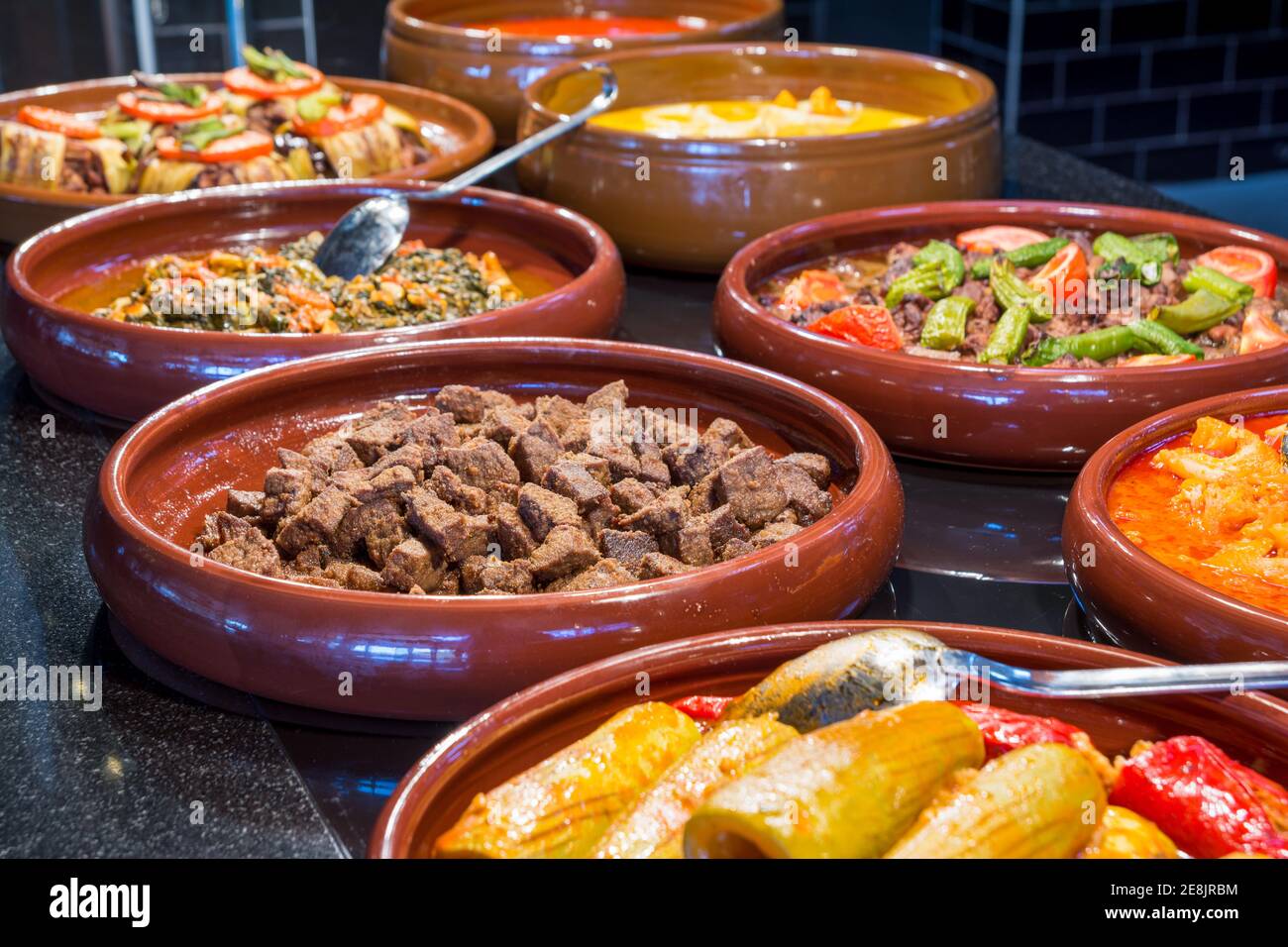 Traditional Turkish food in clay pot in a Turkish restaurant Stock ...