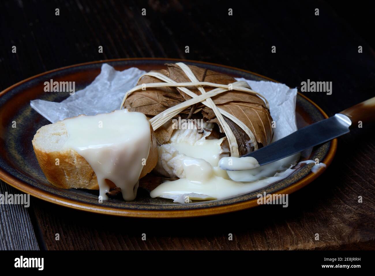 Banon goat cheese wrapped in chestnut leaves, chestnut leaves Stock ...