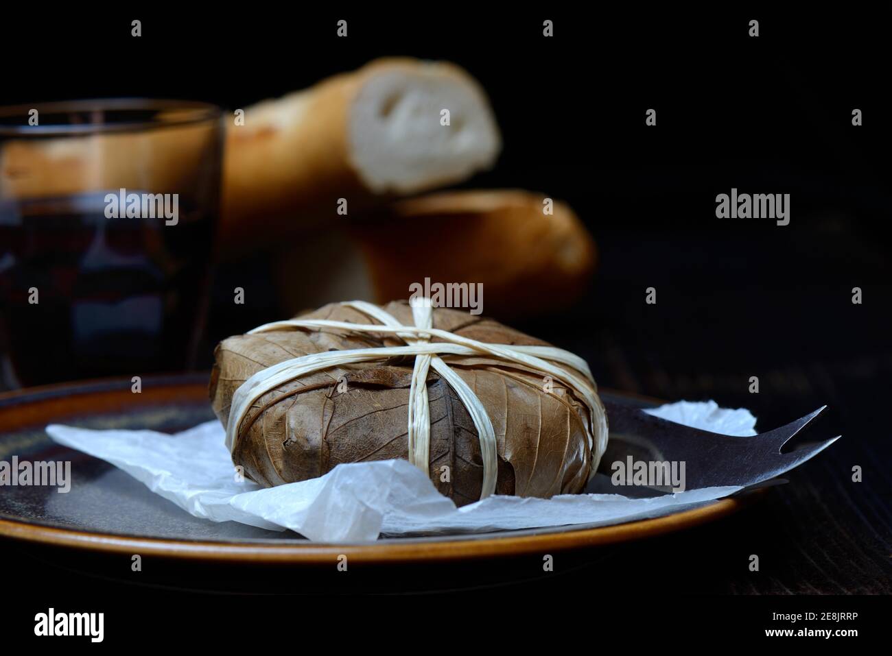 Banon goat cheese wrapped in chestnut leaves, chestnut leaves Stock ...