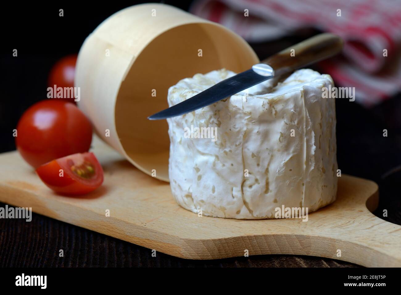 French soft cheese, Chaource variety Stock Photo - Alamy