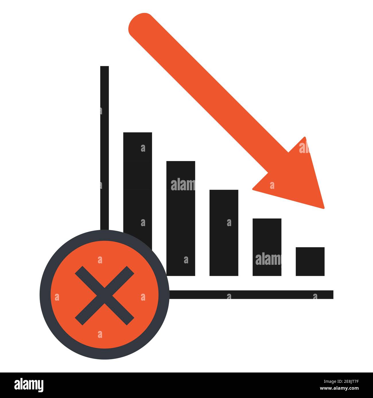 Loss, fall economic symbol, flat modern icon, isolated on white ...