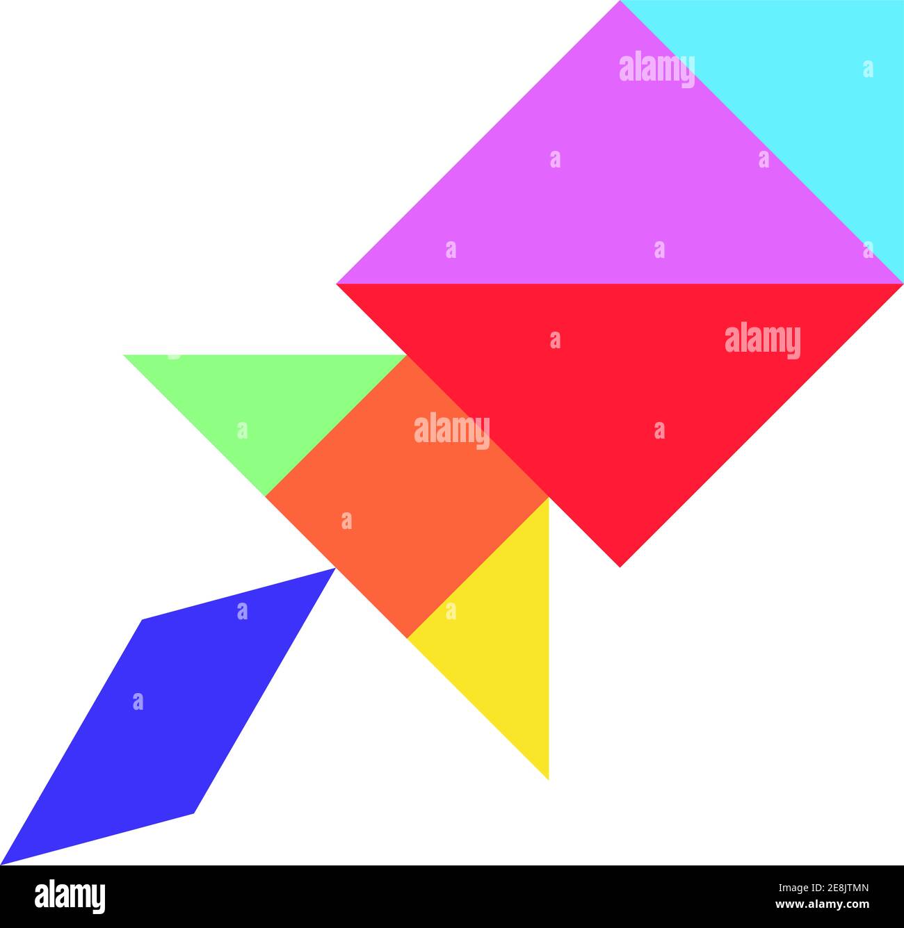Color tangram puzzle in rocket or missile shape on white background ...