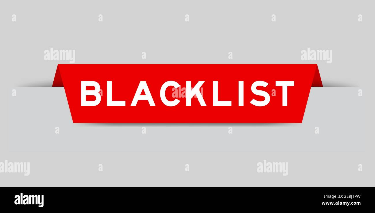 Red color inserted label with word blacklist on gray background Stock ...
