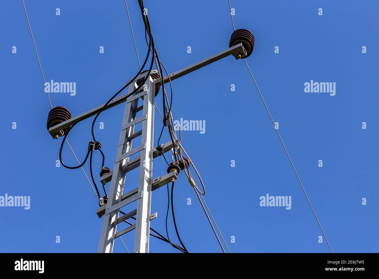 Old electricity pole and blue sky in Turkey Stock Photo - Alamy