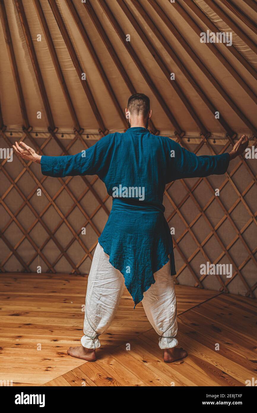 dancing warrior, ceremonial dance in a yurt Stock Photo - Alamy